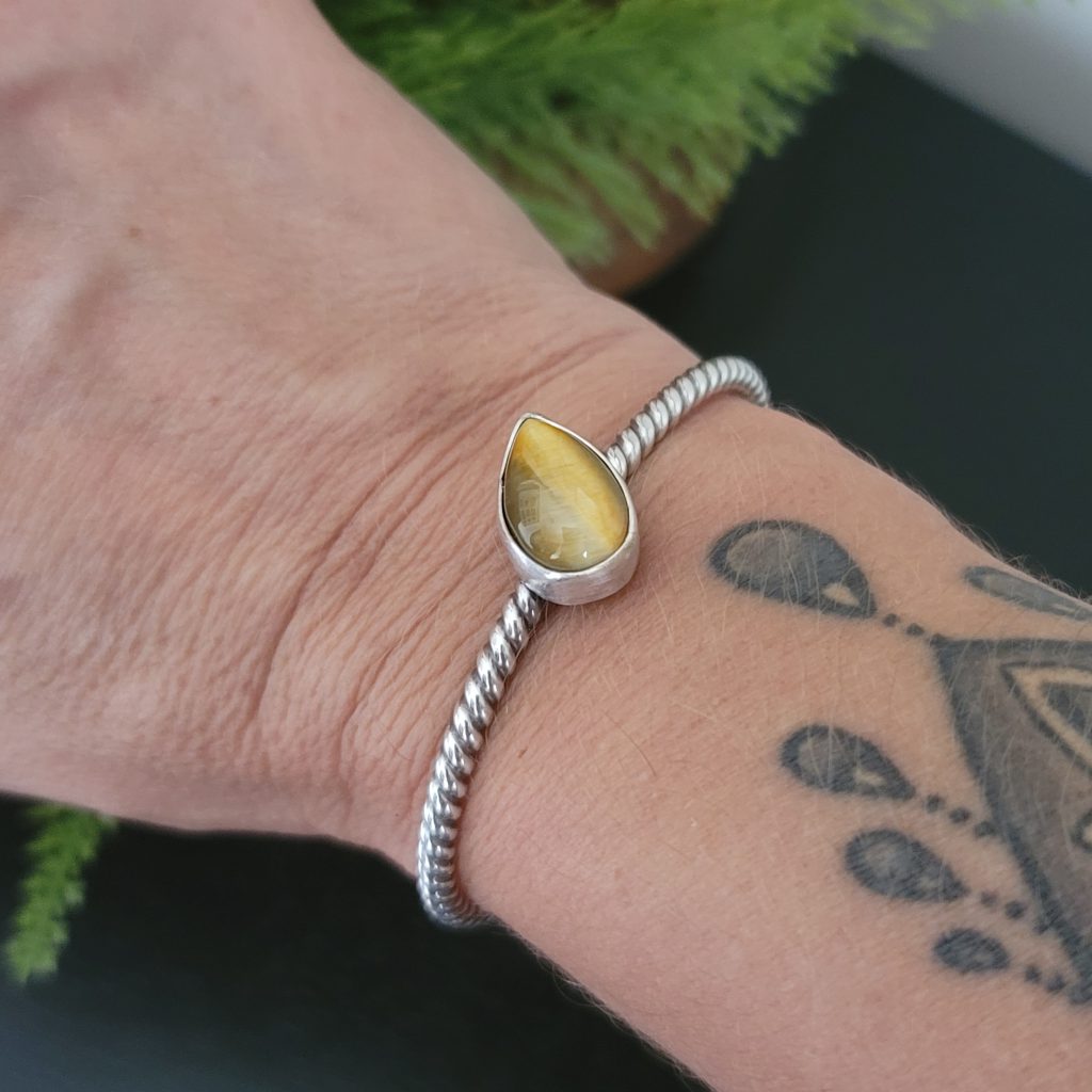 Honey Tiger Eye Twisted Wire Stacking Cuff - Michele Grady Designs