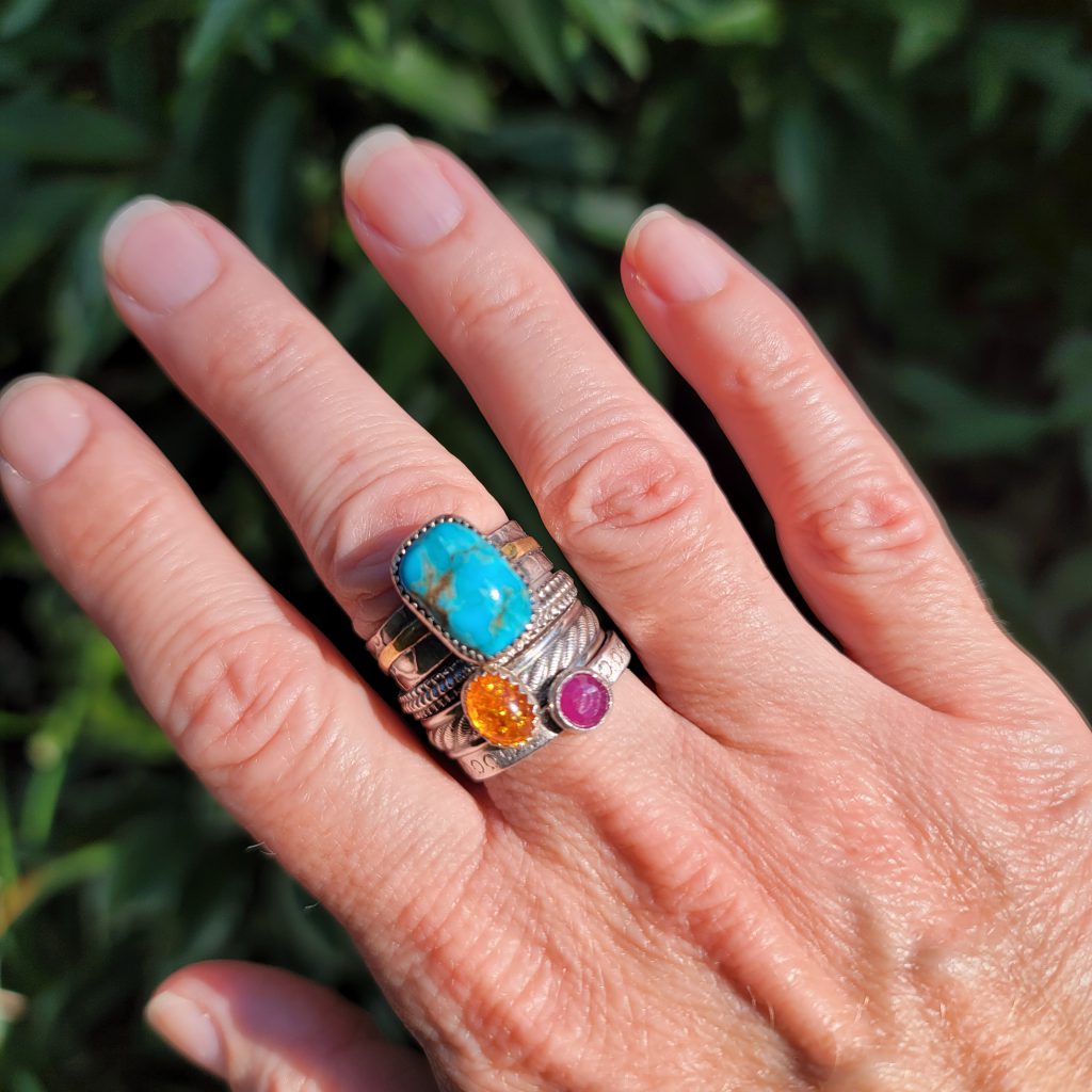 Turquoise Stacking Rings Size 9 - Michele Grady Designs